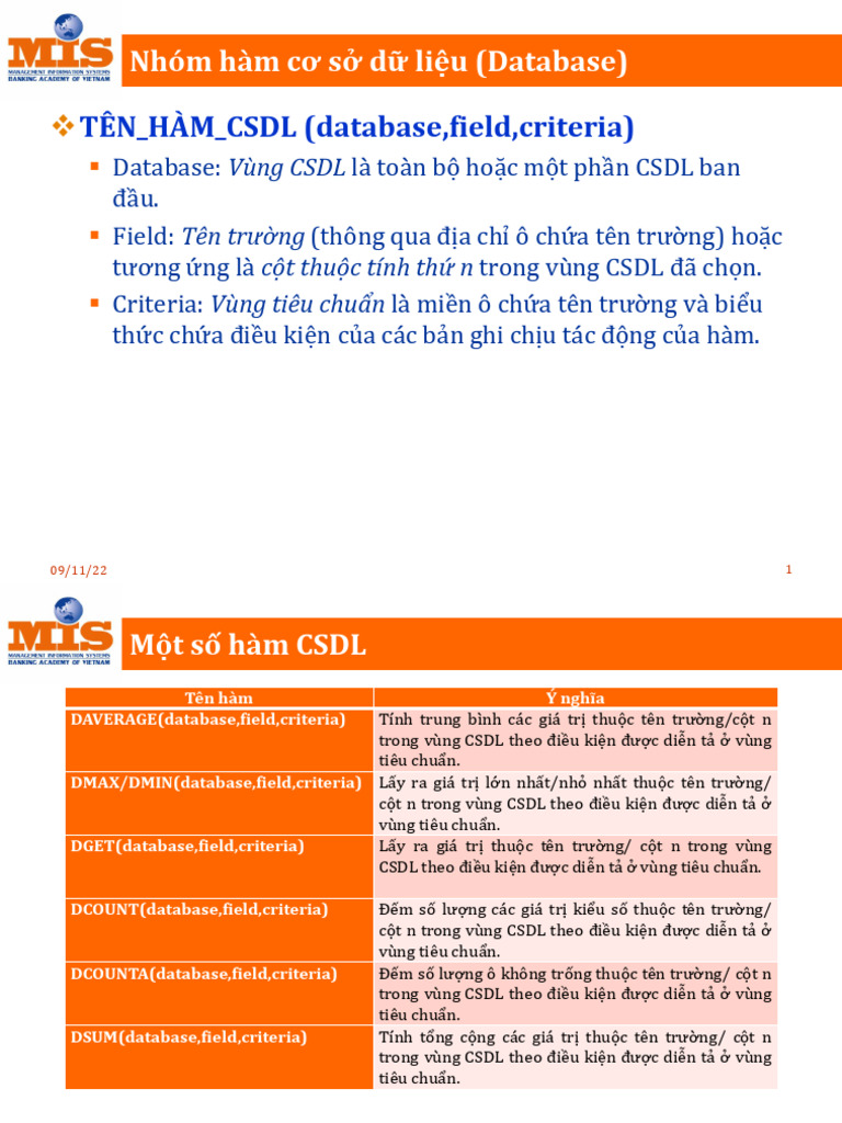 Phụ lục- Hàm CSDL-Lọc nâng cao | PDF