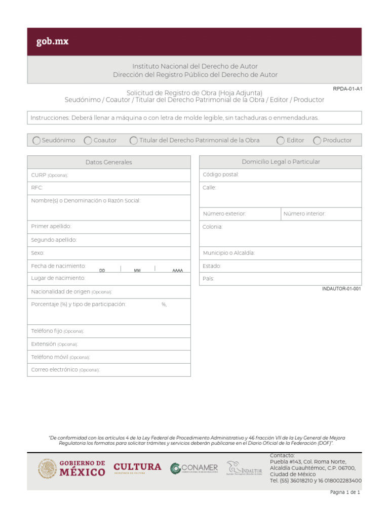 Formato RPDA-01-A1 para Registro de Obra | PDF