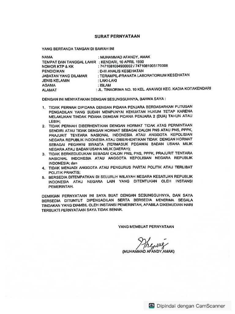 Surat Pernyataan | PDF