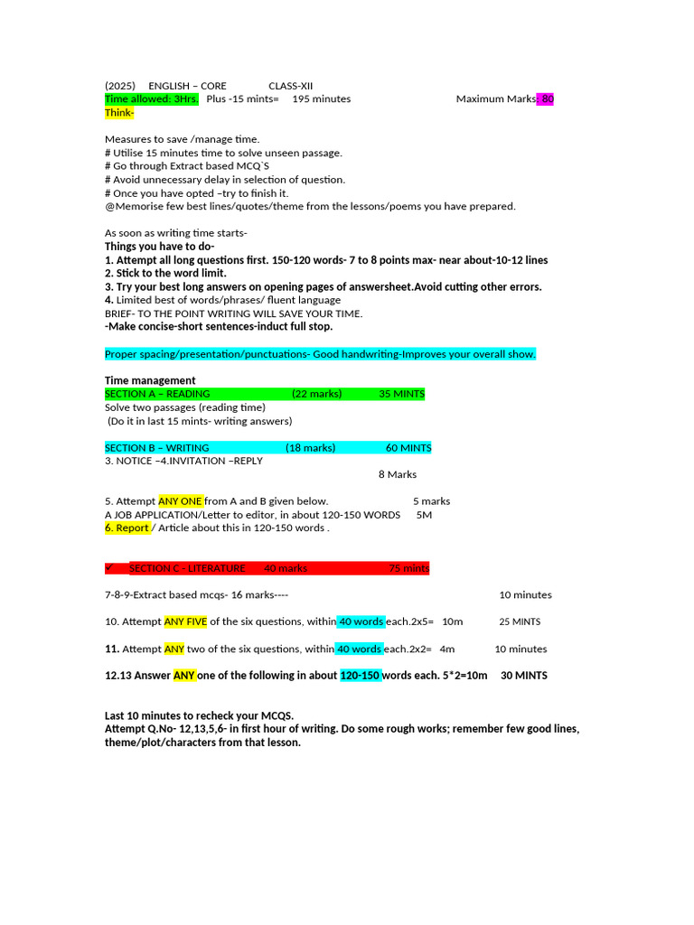 Time Management Tips To Score The Best. | PDF