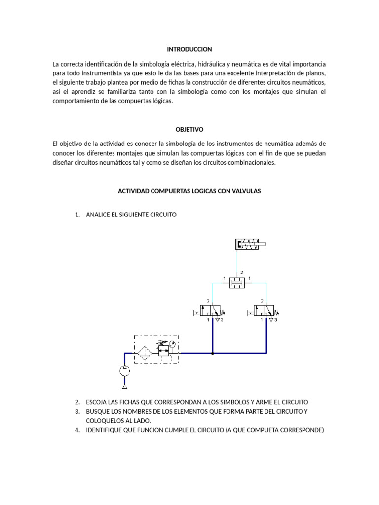 Actividad Compuertas Logicas Con Valvulas | PDF | Puerta lógica