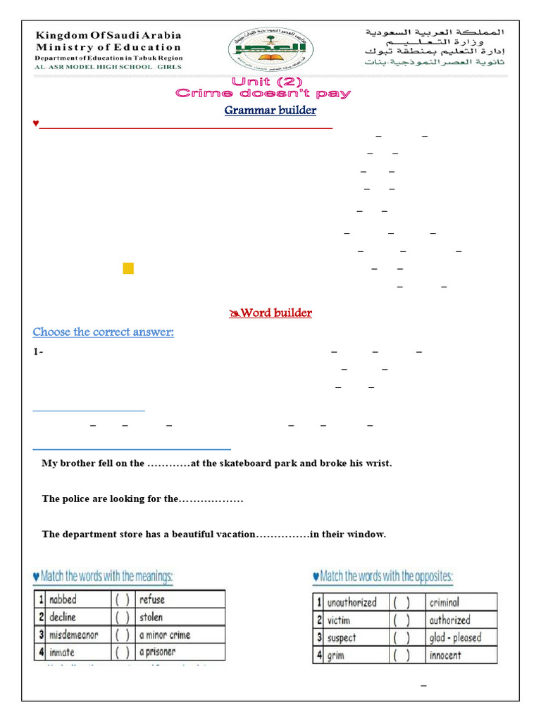 Grammar Builder: Choose The Correct Answer From Those Between Brackets ...