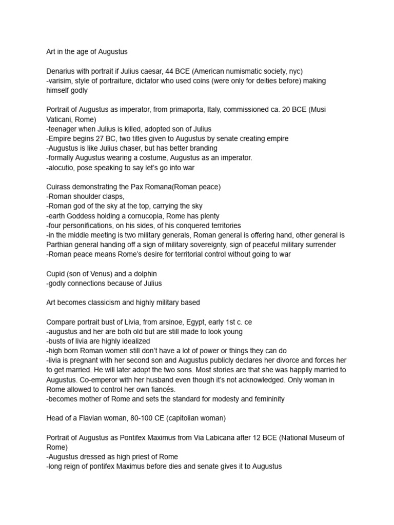 4:8:25 roman art and archeology rise of Augustus | PDF | Augustus | Ancient Rome