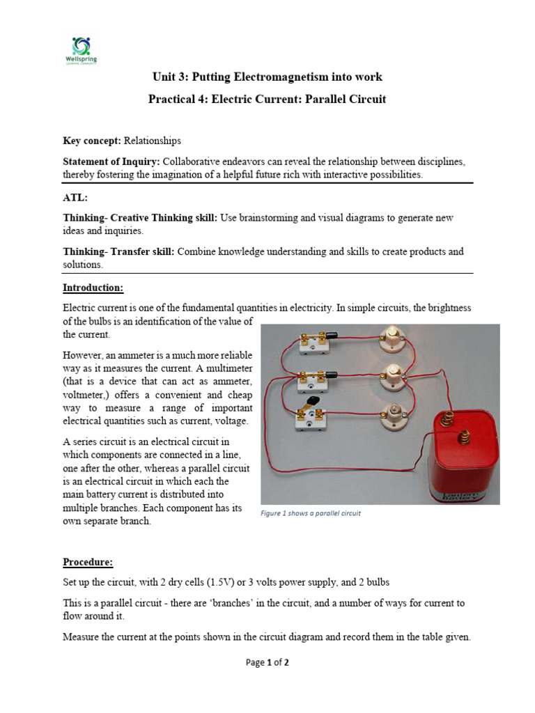 Practical 4 Current in Parallel Circuits-7 | PDF | Series And Parallel ...