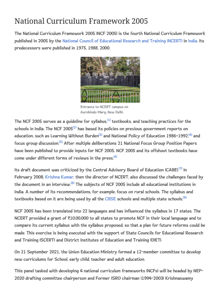 National Curriculum Framework 2005 - Wikipedia | PDF | Learning | Cognition