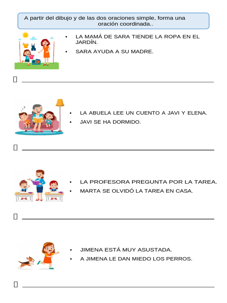 Oraciones Coordinadas A Partir de Un Dibujo | PDF