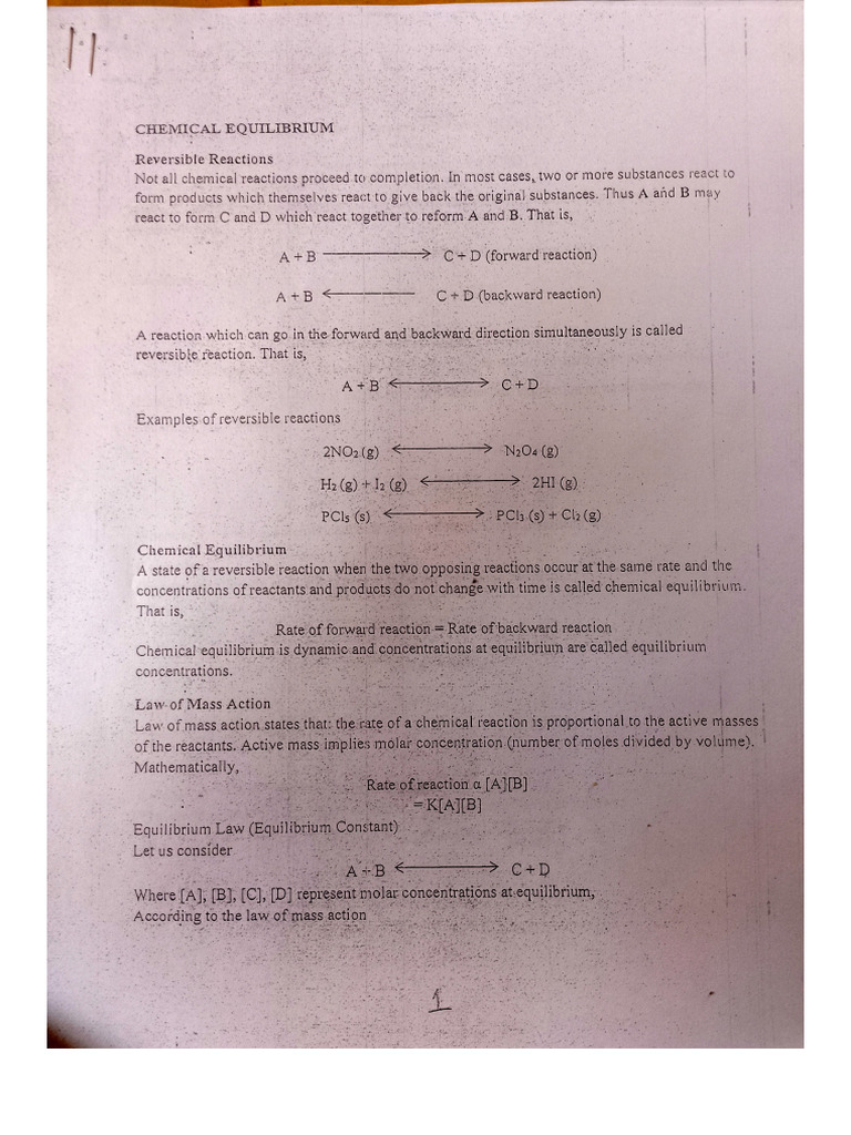 Chemical Equilibrium | PDF