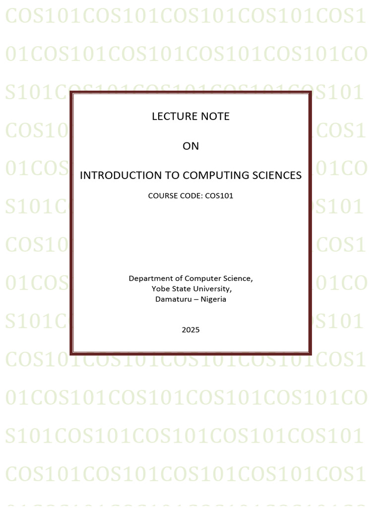 COS101: Intro to Computer Science Outline | PDF | Personal Computers | Integrated Circuit