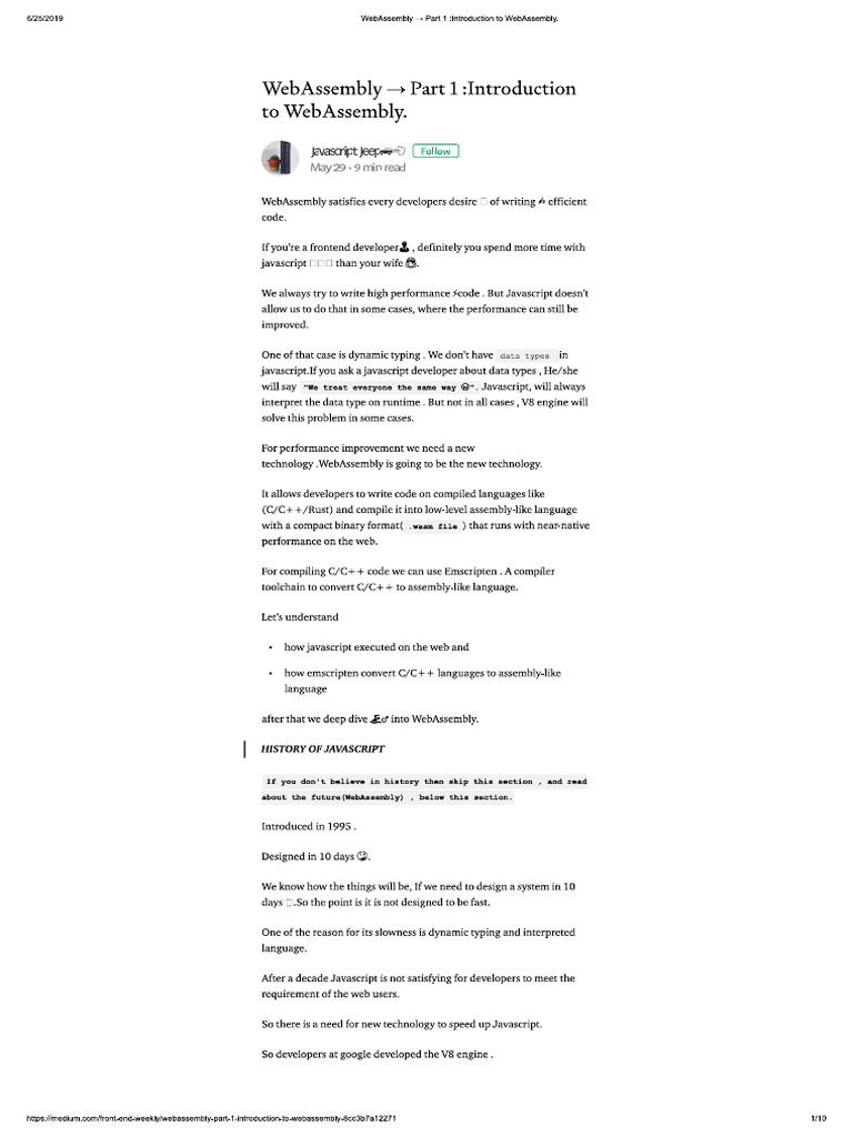 WebAssembly Part 1 - Introduction To WebAssembly. | PDF