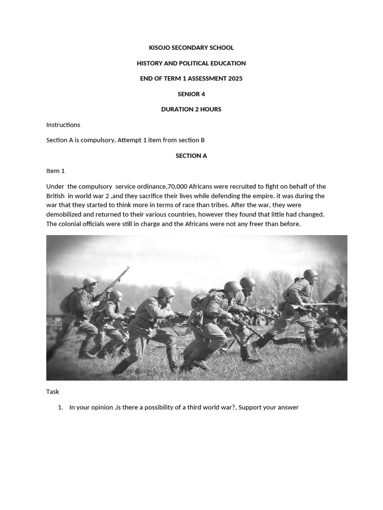 S4 History & Political Education Assessment 2025 | PDF | Uganda | Democracy
