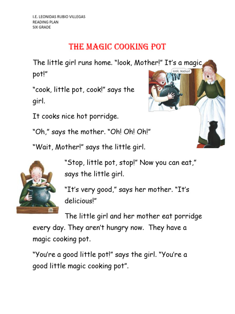 The Magic Cooking Pot. Reading and Activity 2. 601 | PDF | Fairy Tales ...