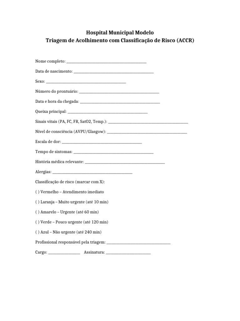 Triagem e Acolhimento Hospitalar | PDF | Doenças e distúrbios ...