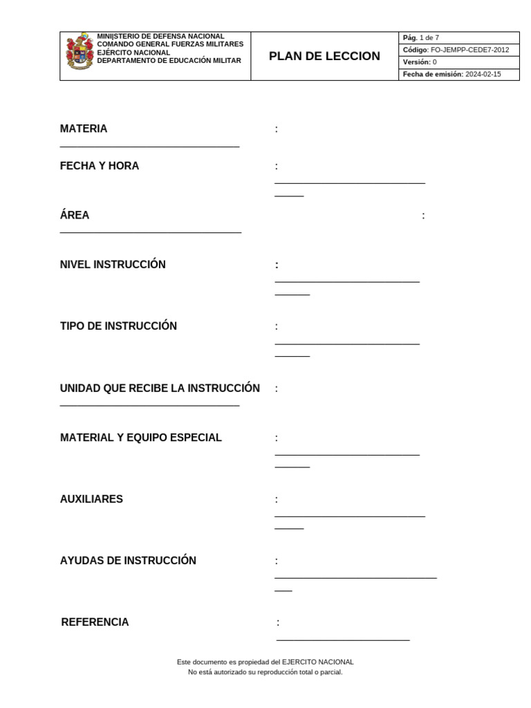 Formato Plan de Leccion | PDF | Militar | Seguridad internacional