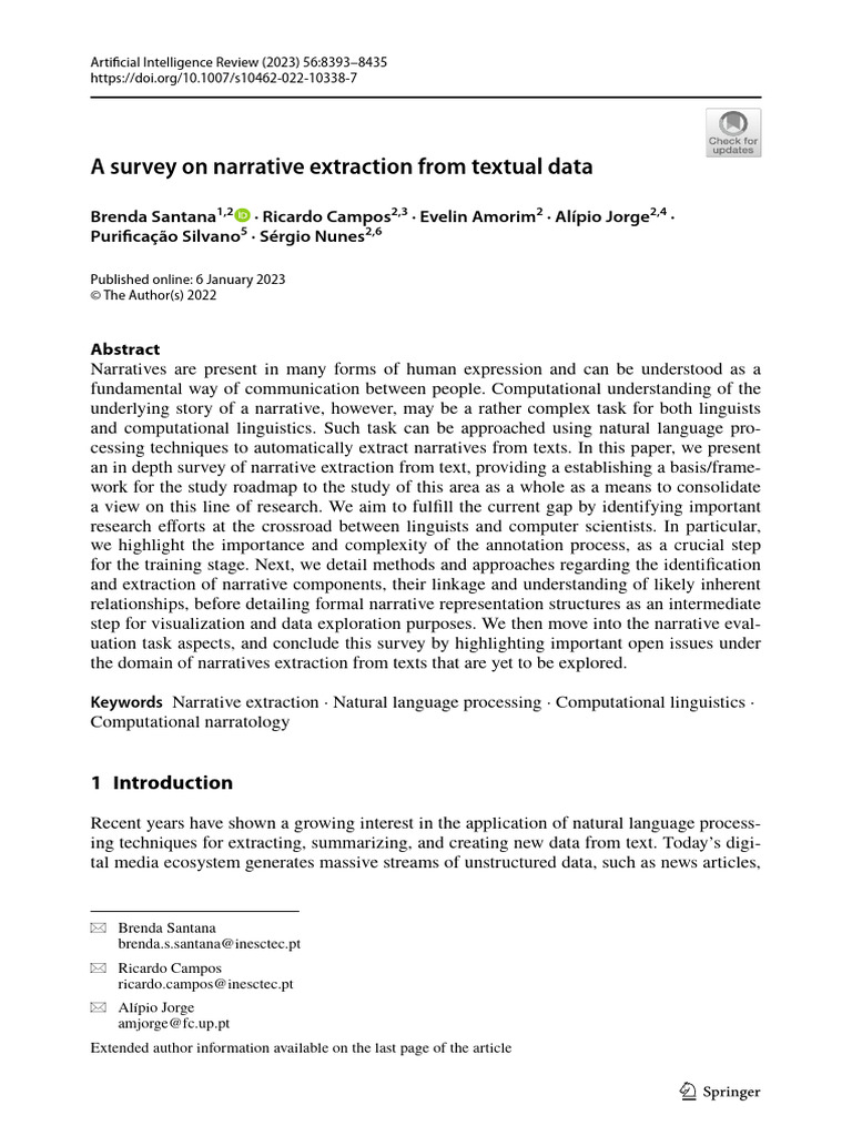Santana Et Al - A Survey On Narrative Extraction From Textual Data | PDF | Parsing | Annotation