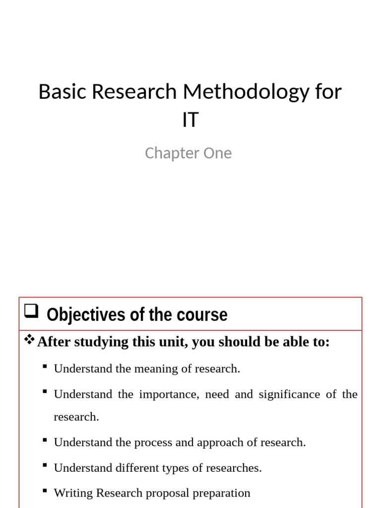 Basic Research Methodology For IT CHPT 1 | PDF | Methodology | Statistics