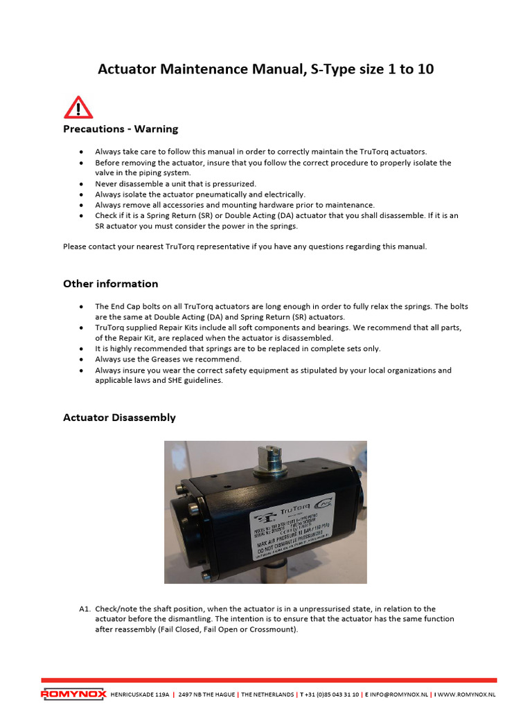 TT Actuator Maintenance Manual S-Type | PDF | Actuator | Equipment