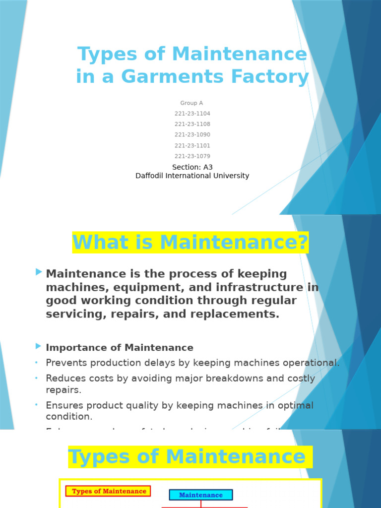 Types of Maintenance in A Garments Factory | PDF | Mechanical ...