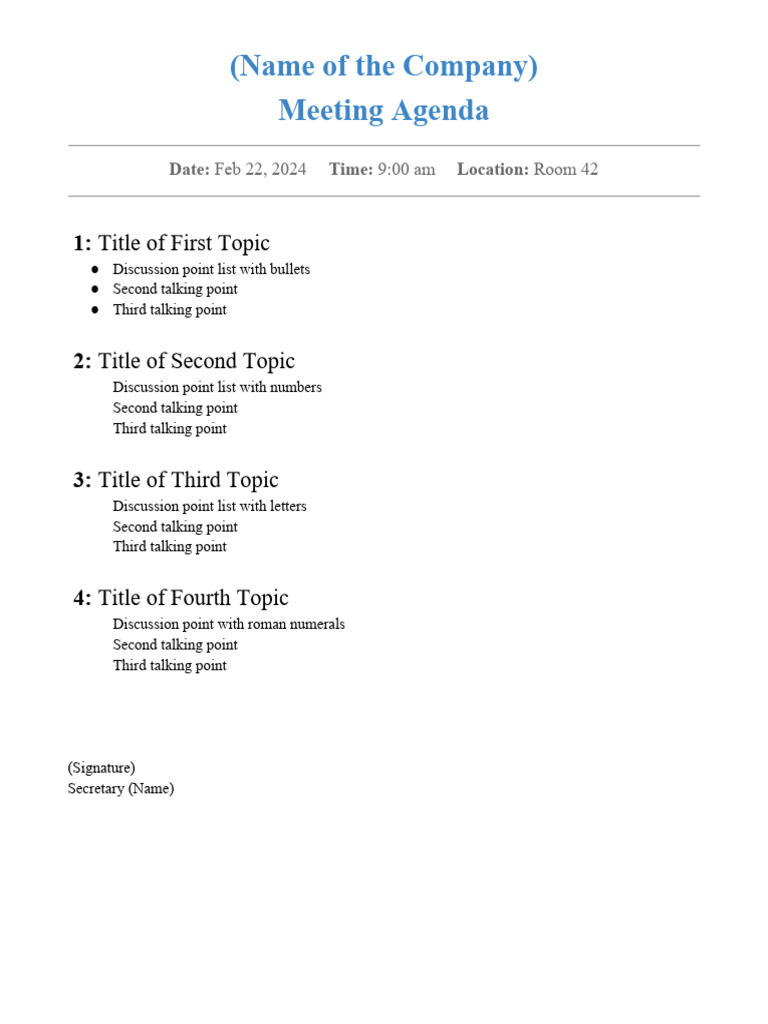 Meeting Agenda Template Example | PDF