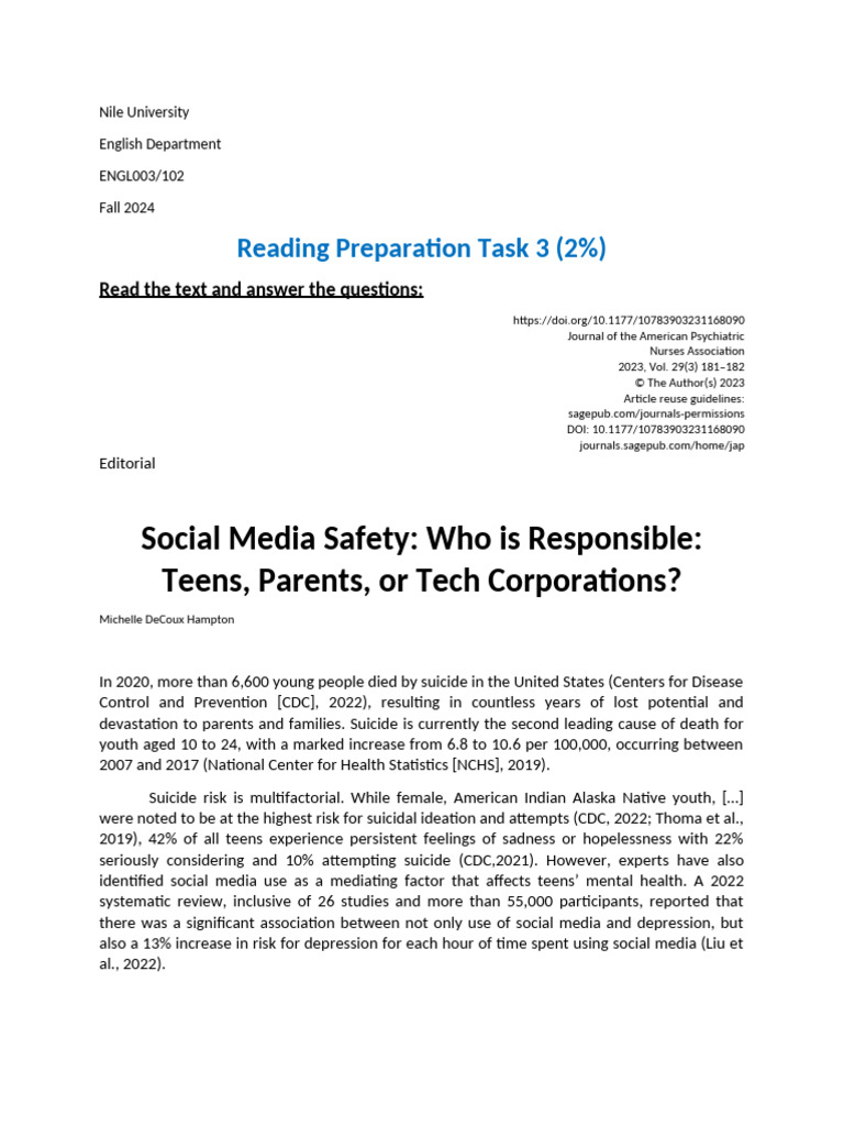 Ss Copy of Reading Preparation Task 3 (2%) | PDF | Social Media ...