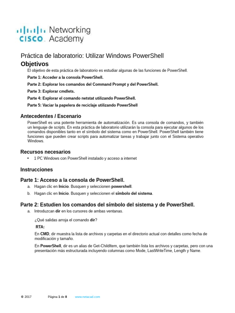 3.3.11-lab---using-windows-powershell_J | PDF | Interfaz de línea de comando | Lenguaje de escritura