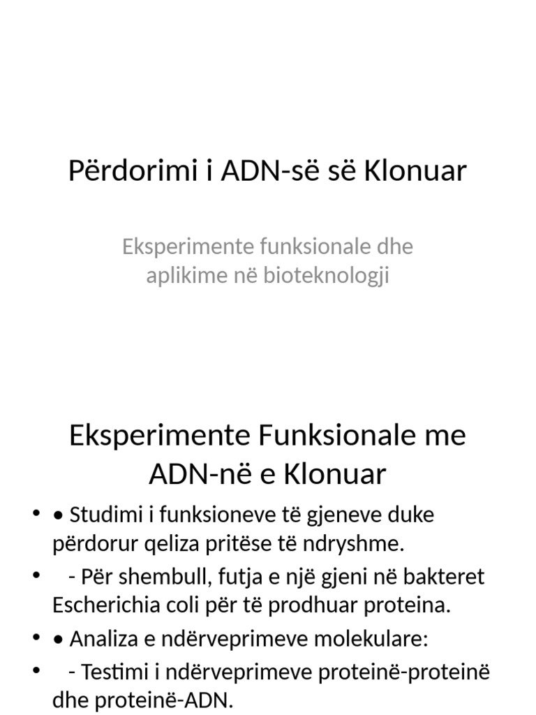 Perdorimi I ADN-se Se Klonuar Detajuar | PDF