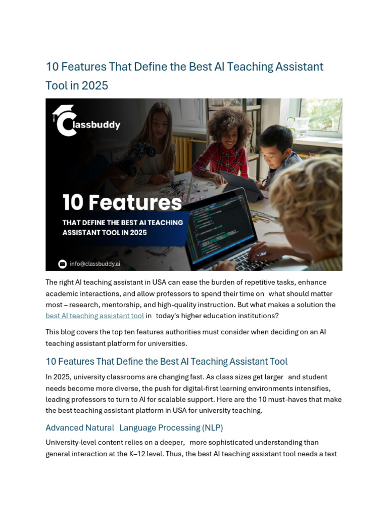10 Features That Define The Best AI Teaching Assistant Tool | PDF ...