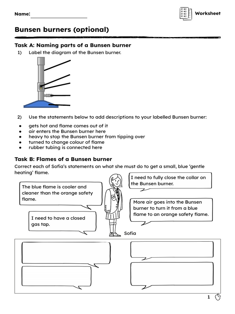 Bunsen Burner Labelling Worksheet | PDF
