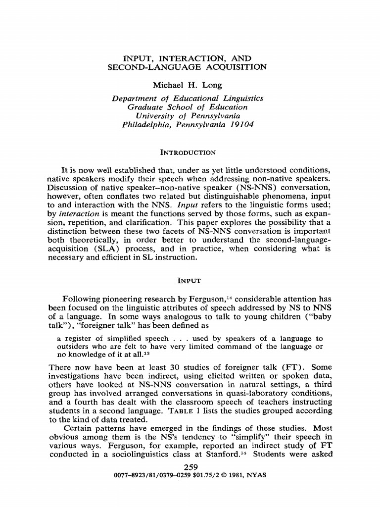 NS-NNS Interaction in Language Learning | PDF | Question | Speech