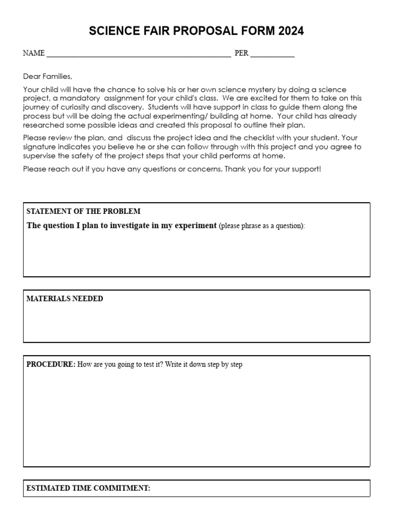 SCIENCE-FAIR-PROPOSAL-FORM - Eng 2024 | PDF