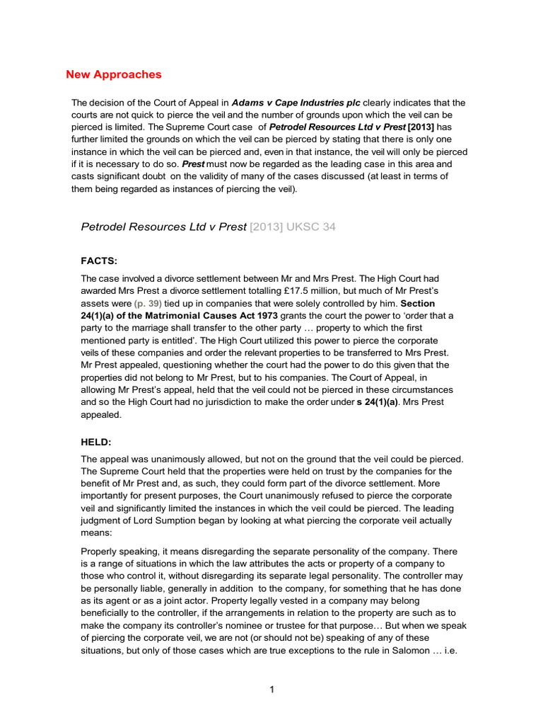 ATP 108 Company Law Notes - Incorporation Part 2B | PDF | Piercing The ...