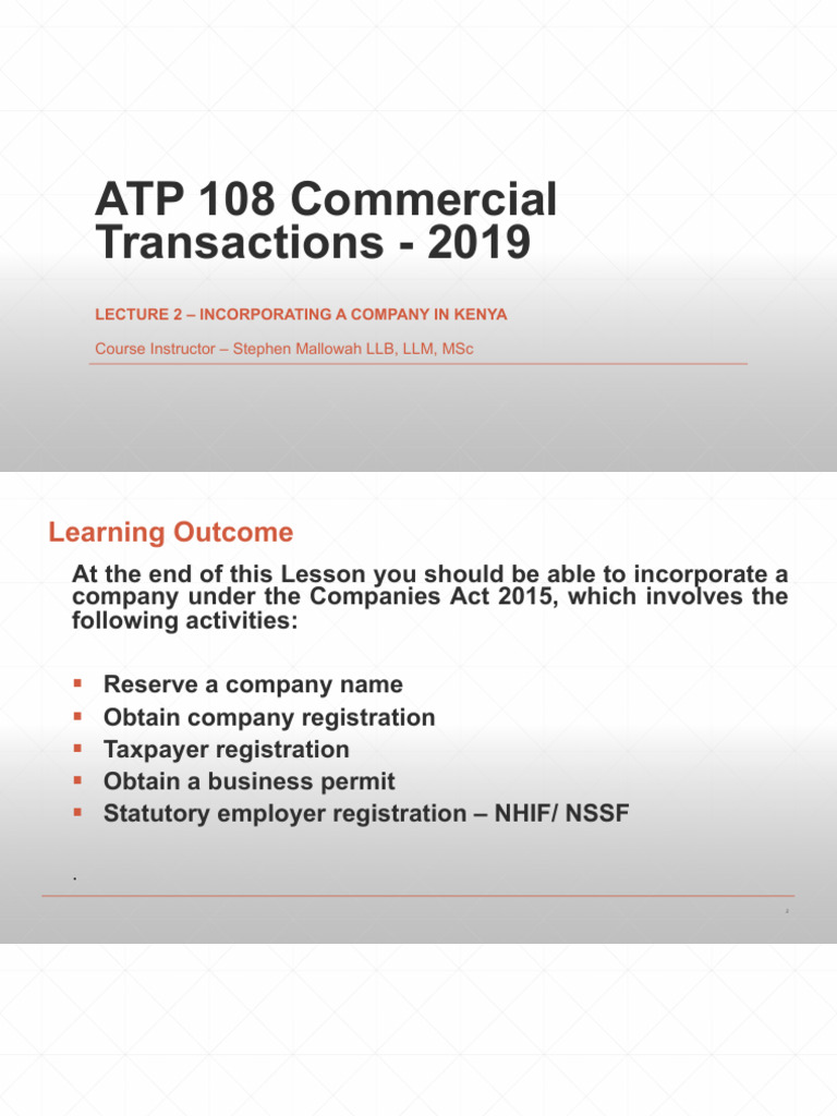 Incorporating a Company in Kenya Guide | PDF | Identity Document