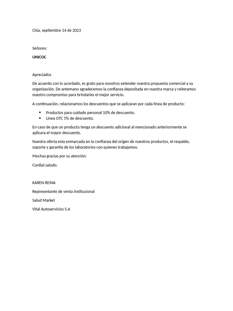 Propuesta Comercial Unicoc | PDF