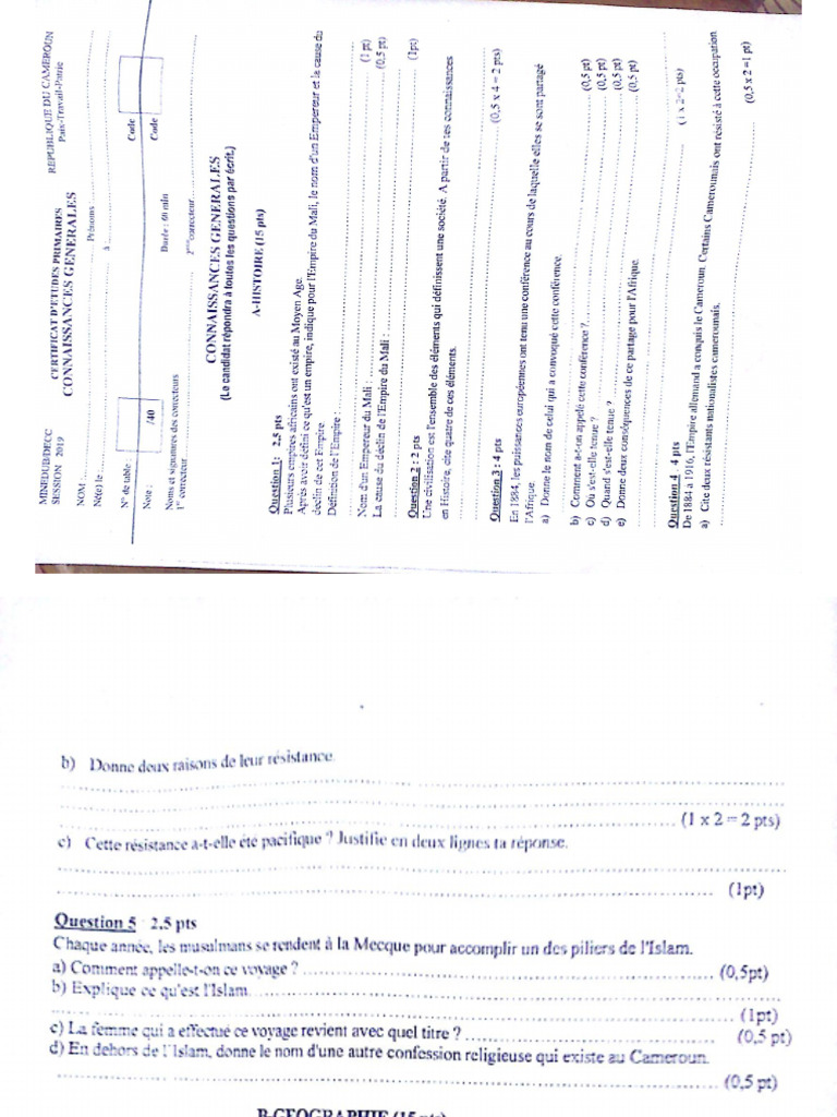Épreuves Cep 2019 | PDF
