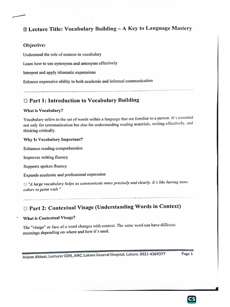 Vocabulary Building | PDF