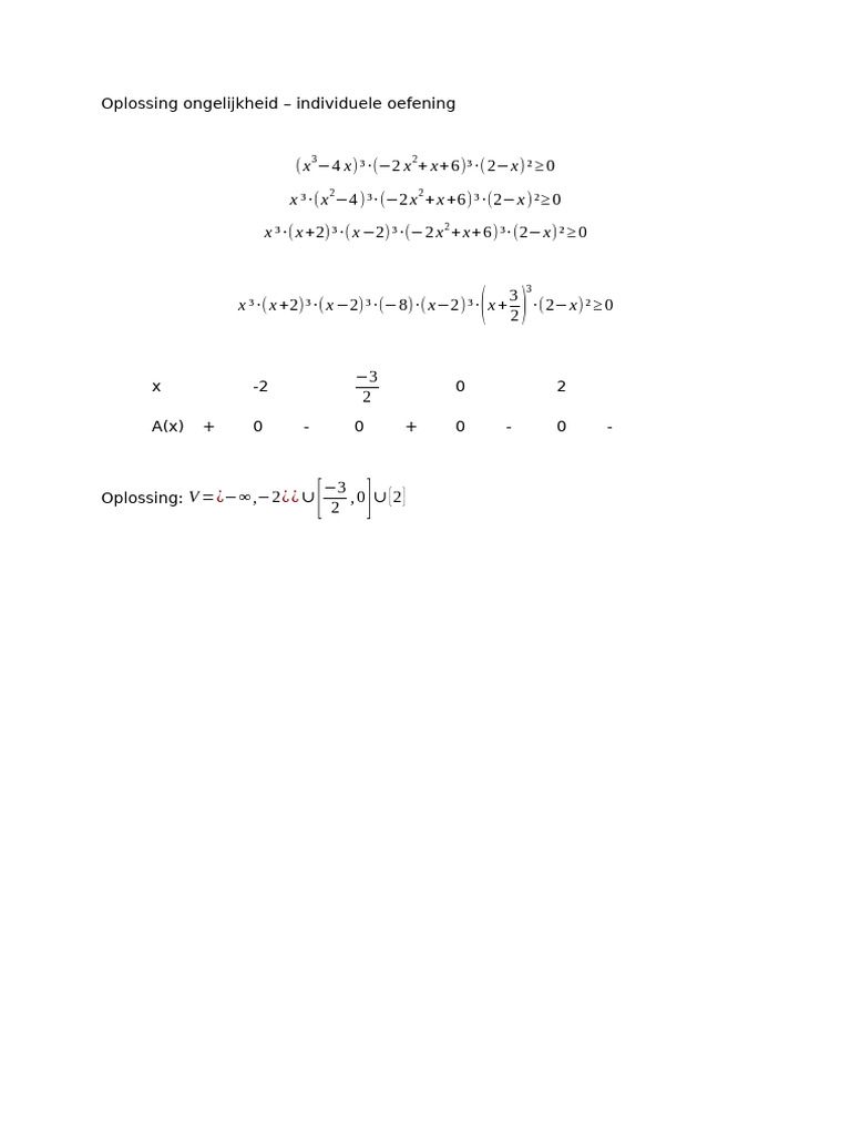 Oplossing Ongelijkheid Oefening Les | PDF