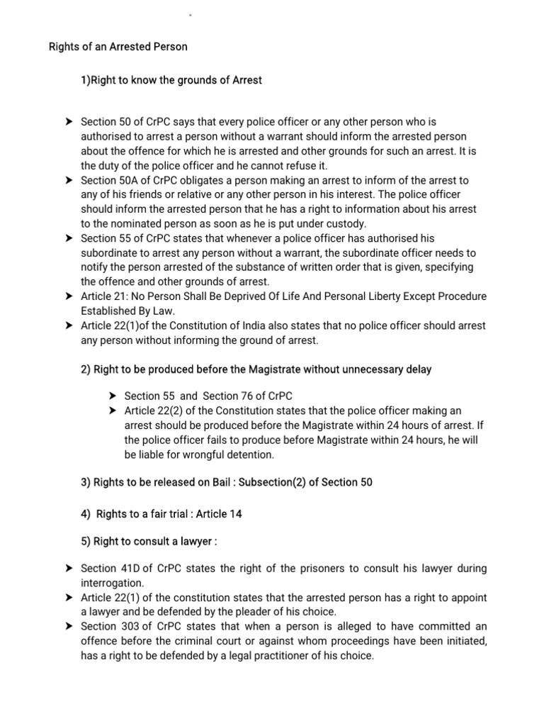 Right of The Arrested Person | PDF