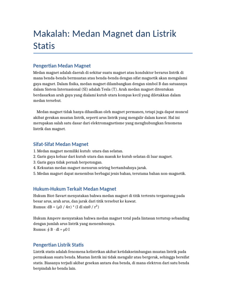 Interaksi Magnet dan Listrik Statis | PDF
