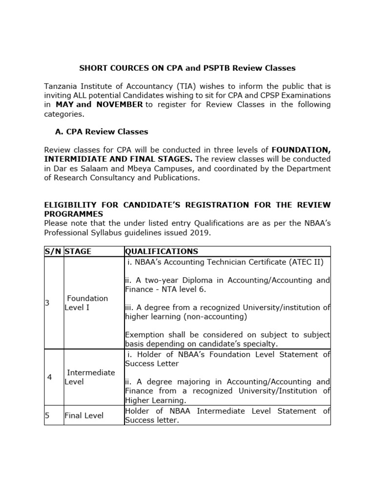 CPA and PSPTB Review Classes | PDF | Academic Degree | Diploma