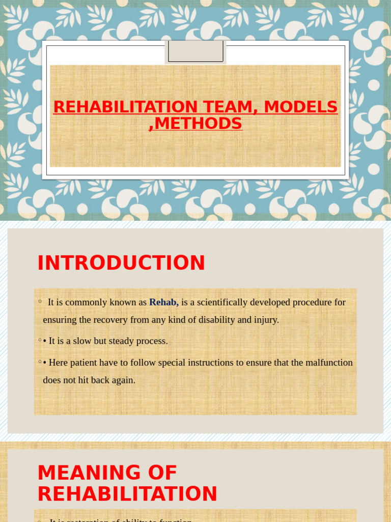 Rehabilitation Models | PDF | Physical Therapy | Disability
