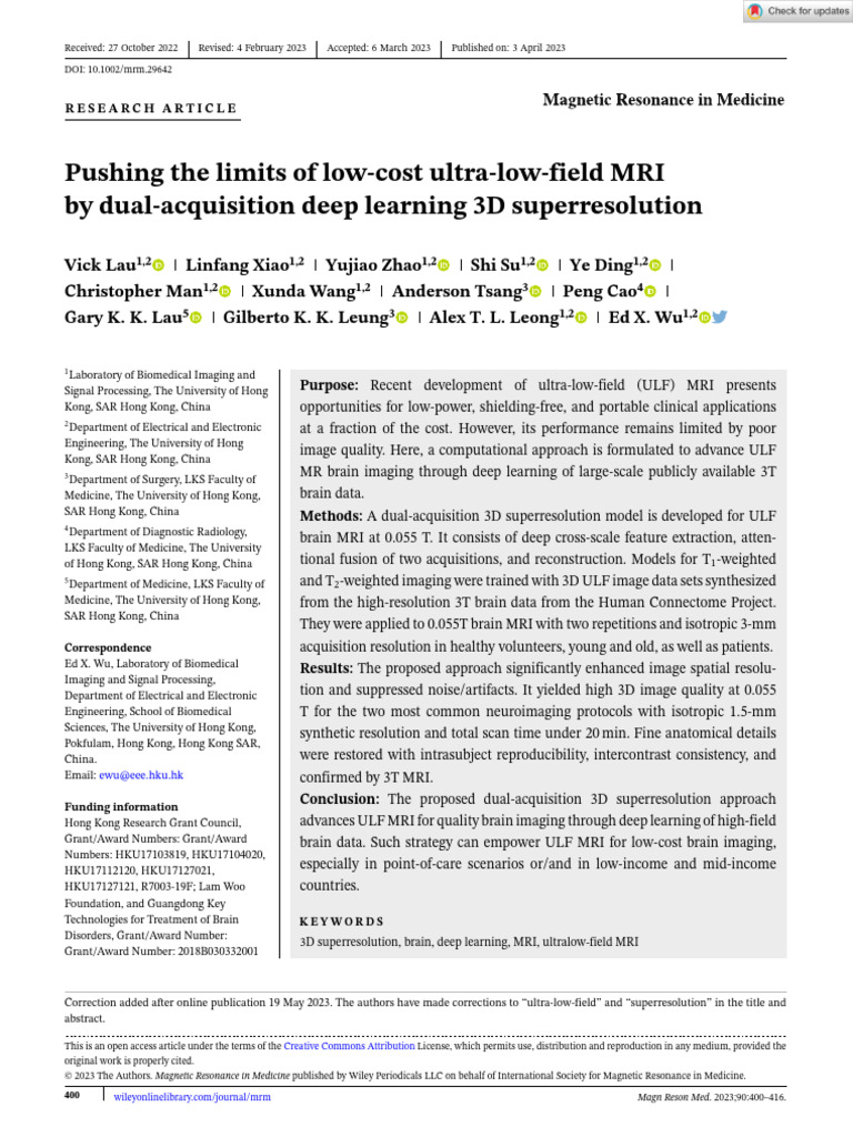 Pushing the limits of low‐cost ultra‐low‐field MRI by dual‐acquisition ...