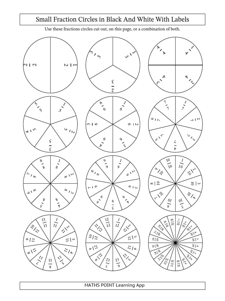 Fraction Circles Small Labels bw.1651089985-2 | PDF