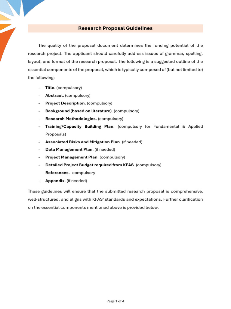 KFAS Research Proposal Guidelines | PDF | Capacity Building | Project ...