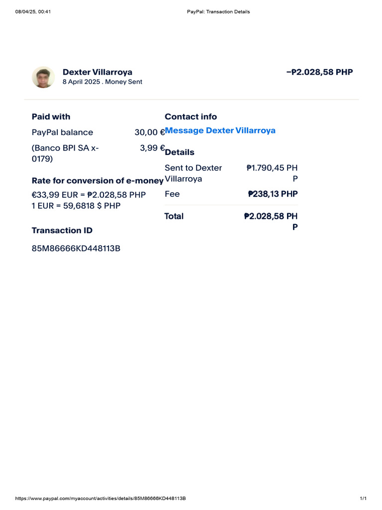 PayPal - Transaction Details | PDF