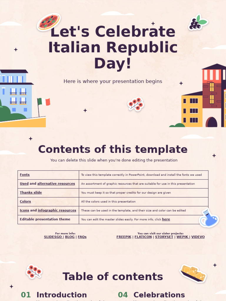 Template Let's Celebrate Italian Republic Day! by Slidesgo | PDF ...
