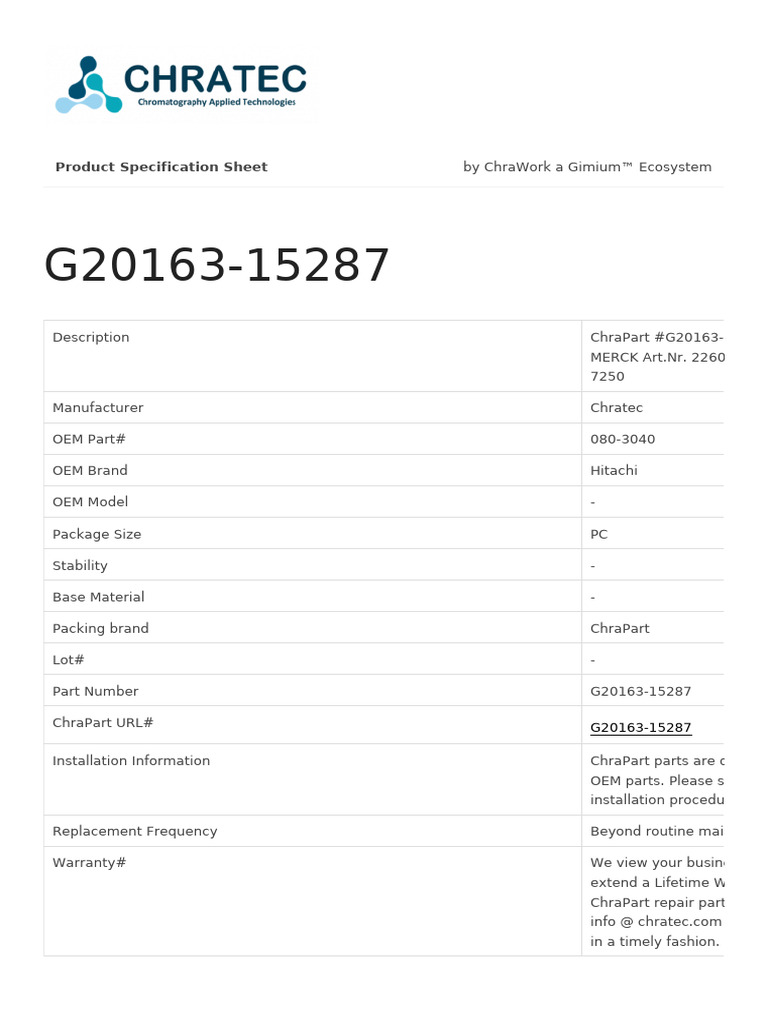 Product Specification Sheet | PDF