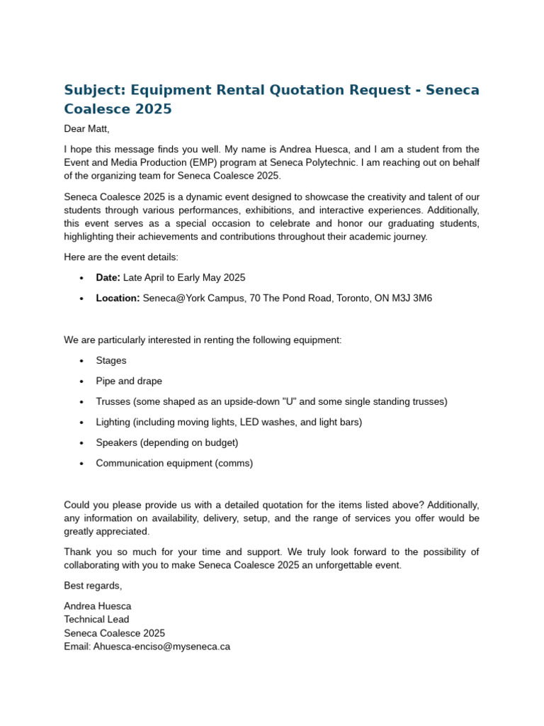 Equipment Rental Quotation Rental | PDF