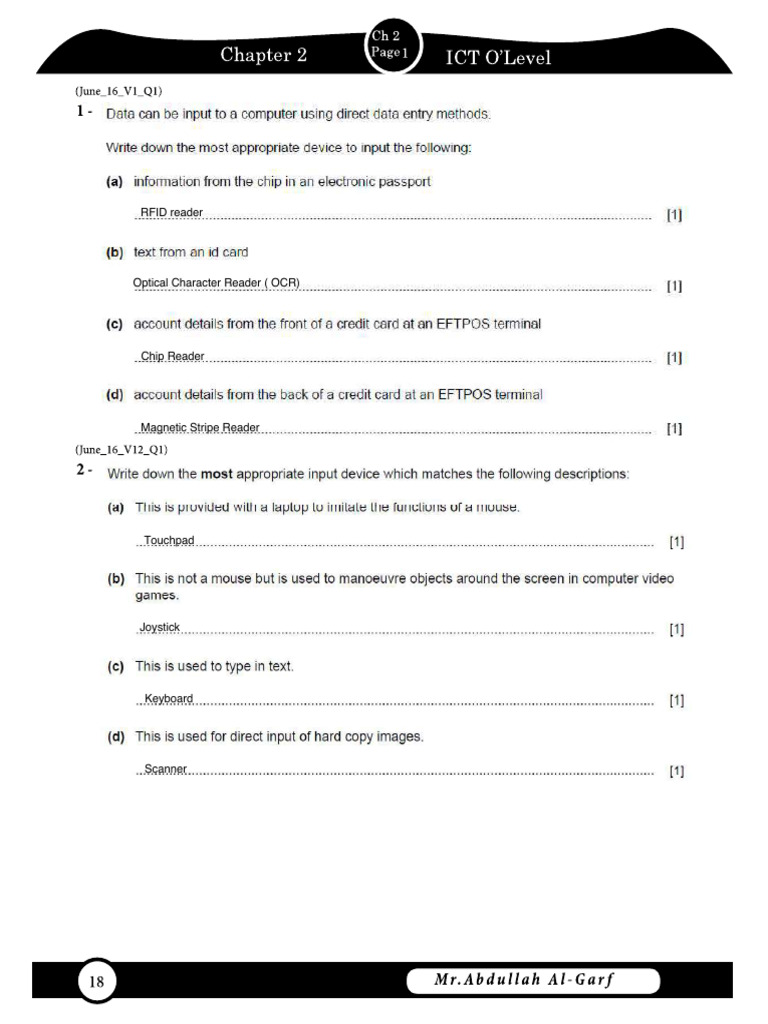 Chapter 2 Revision-Tutorial | PDF