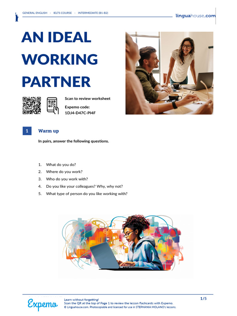 Ideal Working Partner Vocabulary Guide | PDF | Cognition | Learning