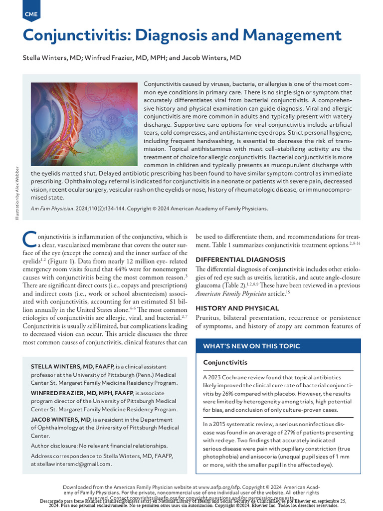 Conjunctivitis- Diagnosis and Management | PDF | Allergy | Diseases And Disorders