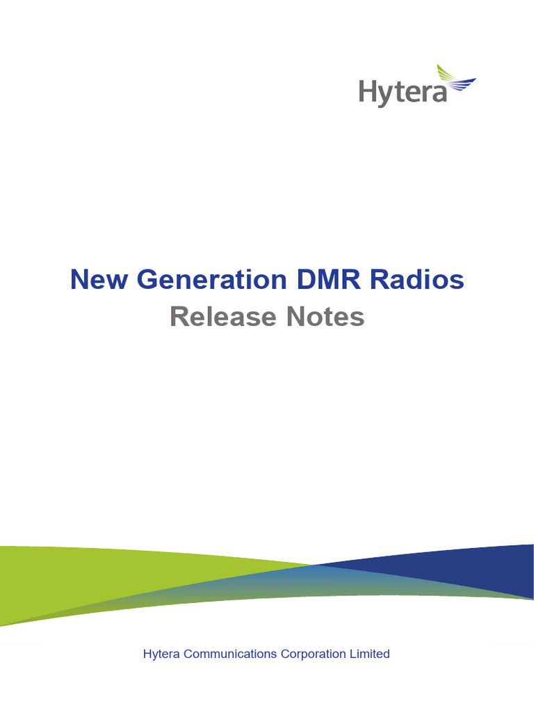 Hytera New Generation DMR Radios Release Notes V3.0.00 - Eng | PDF ...